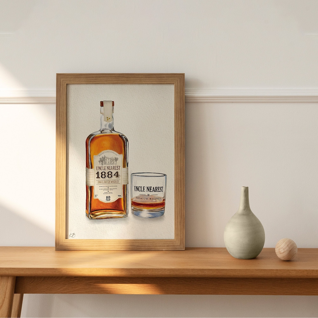Bottle of Uncle Nearest 1884 Whiskey Watercolor Print | Whiskey Print ...