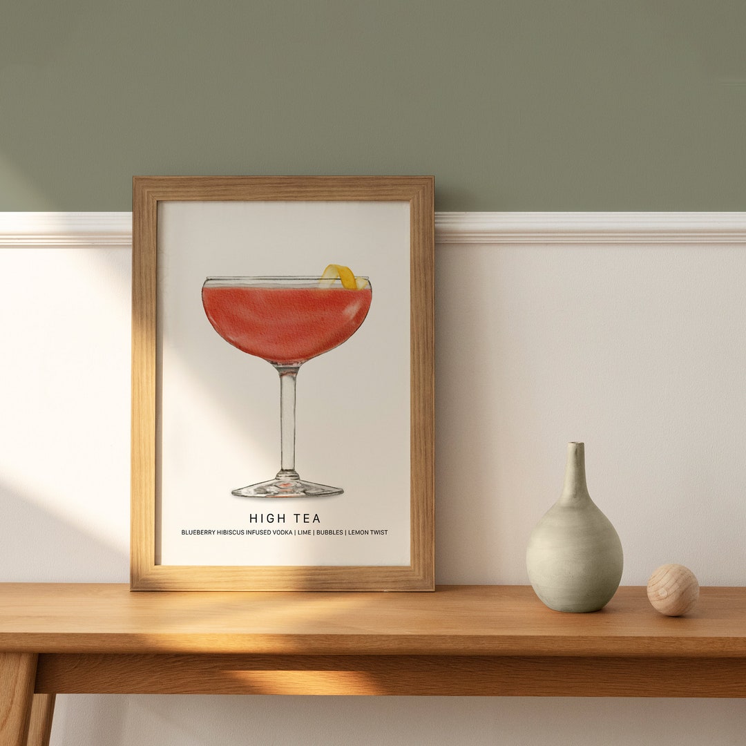 High Tea | High Tea Cocktail Print | Mixed Drink Art | Watercolor ...