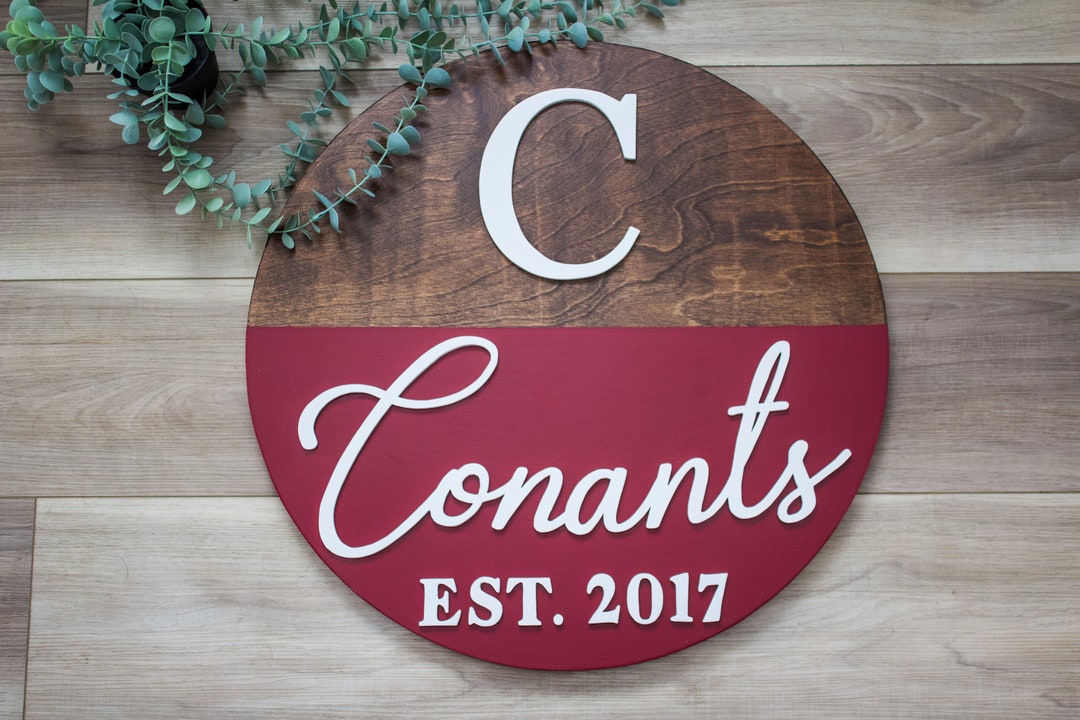 Custom Last Name Wooden Sign | Round Sign | Last Name Gift | Wooden ...