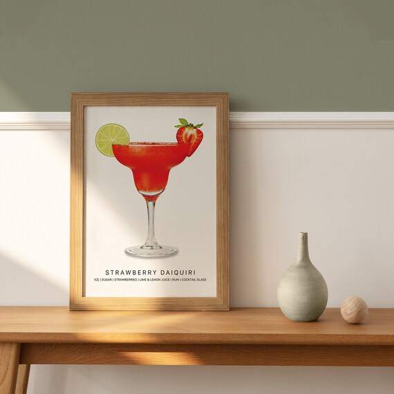 Strawberry Daiquiri Daiquiri Cocktail Print Strawberry - Etsy