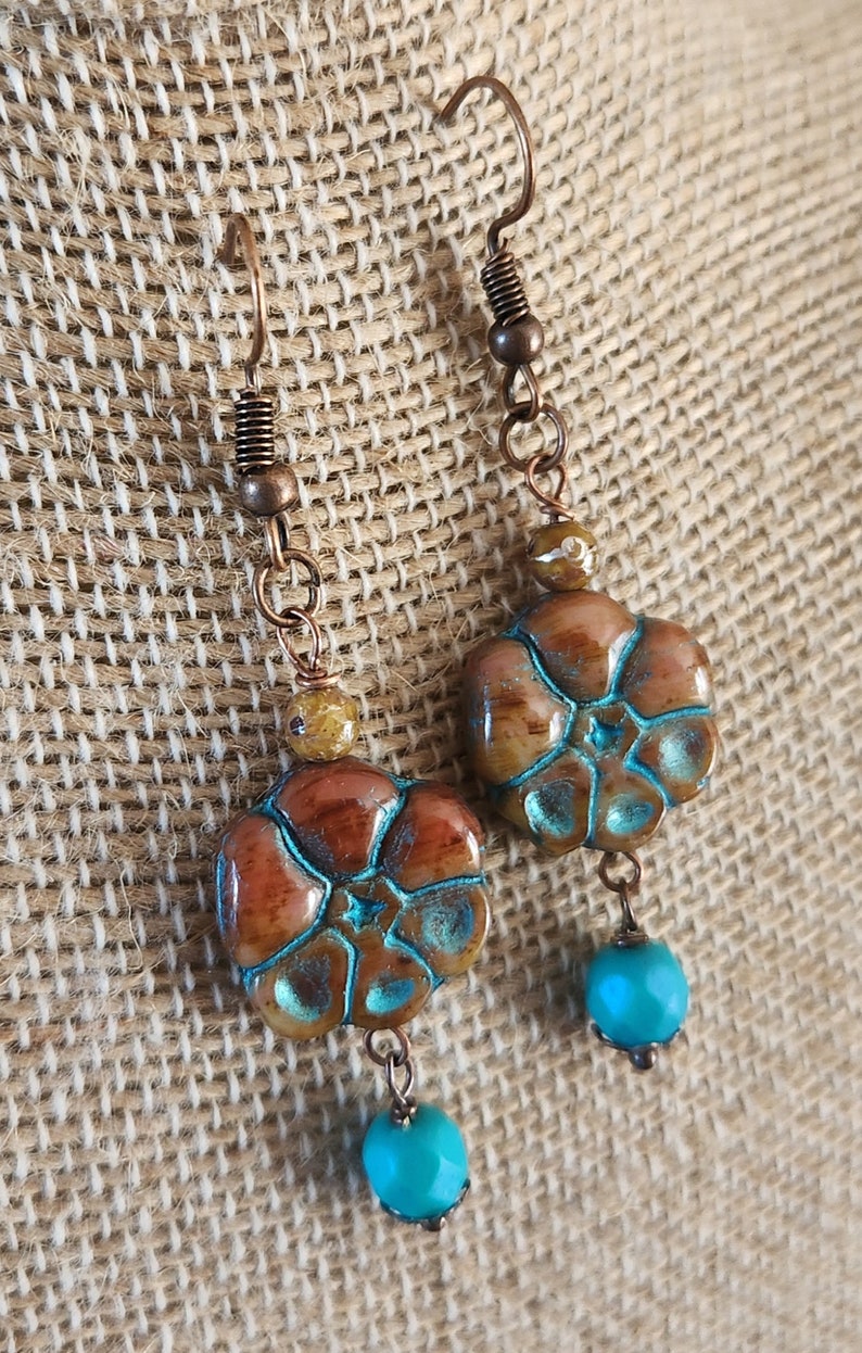 Dangle Earrings Made With 15mm Primrose Flower Czech Glass Beads - Etsy