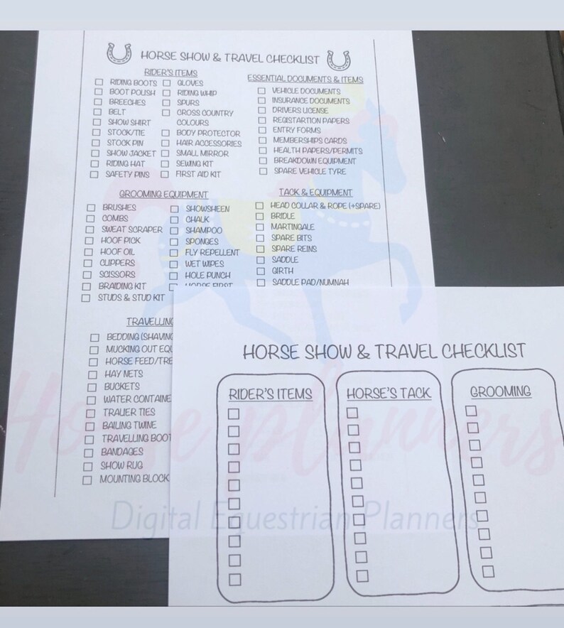 Horse Show & Lorry Checklist - Digital - Etsy