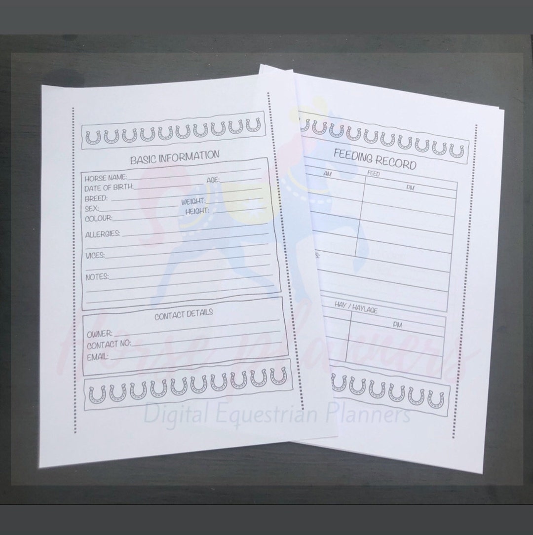 Horse Information Booklet - Digital/printable File - Etsy