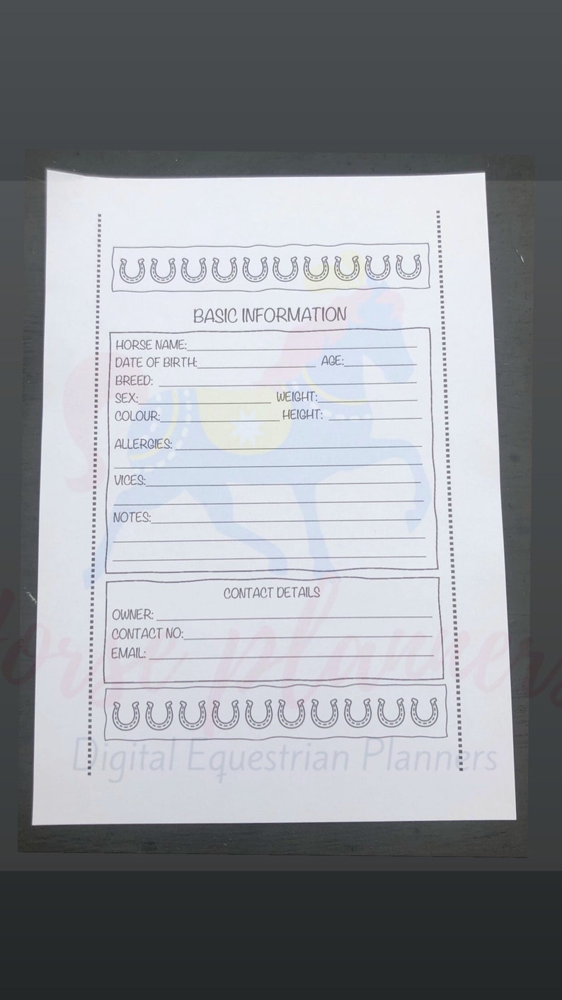 Horse Information Booklet - Digital/printable File - Etsy