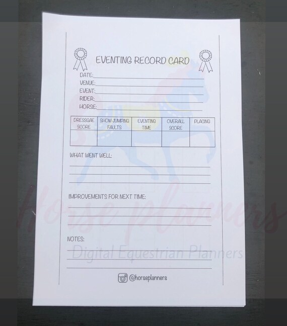 Eventing Competition Record Card digital | Etsy