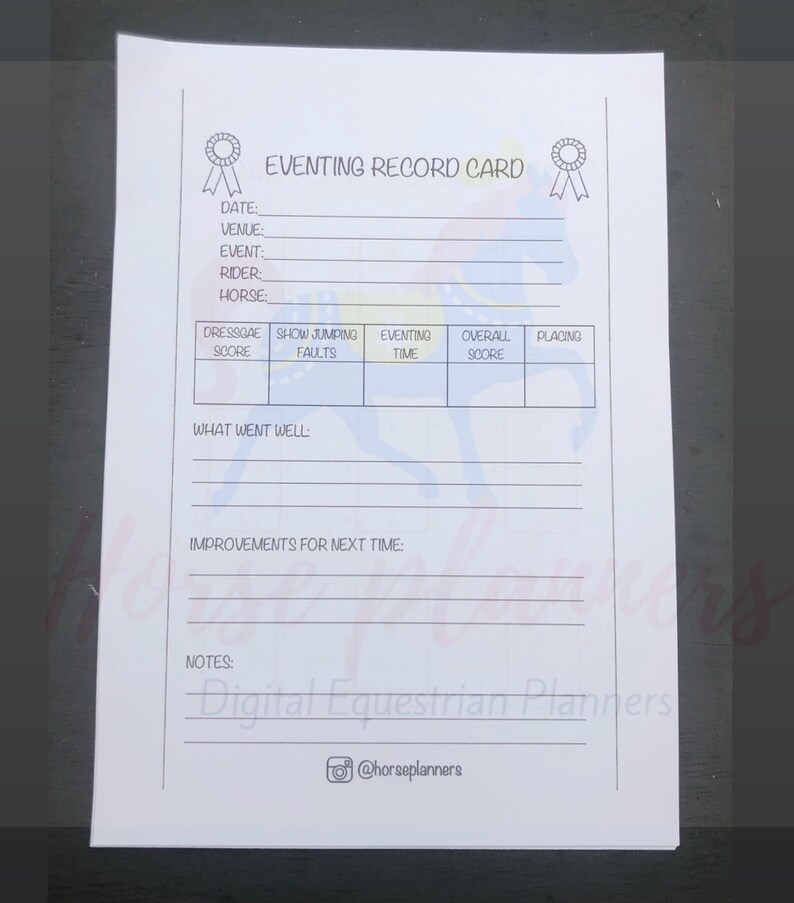 Eventing Competition Record Card Digital - Etsy