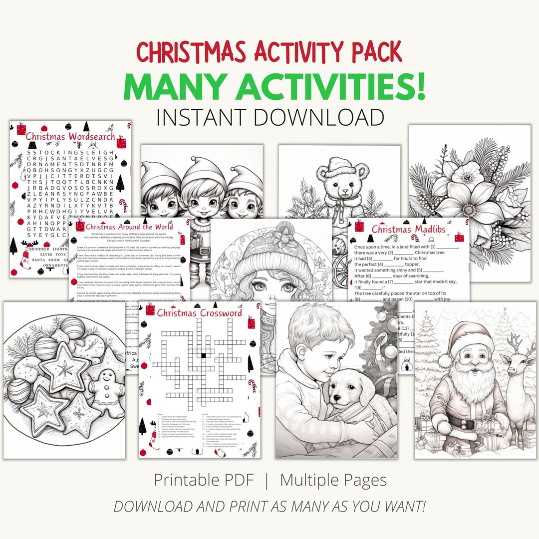 Christmas Activity Bundle, Advent Activity Cards, Crosswords, Word ...