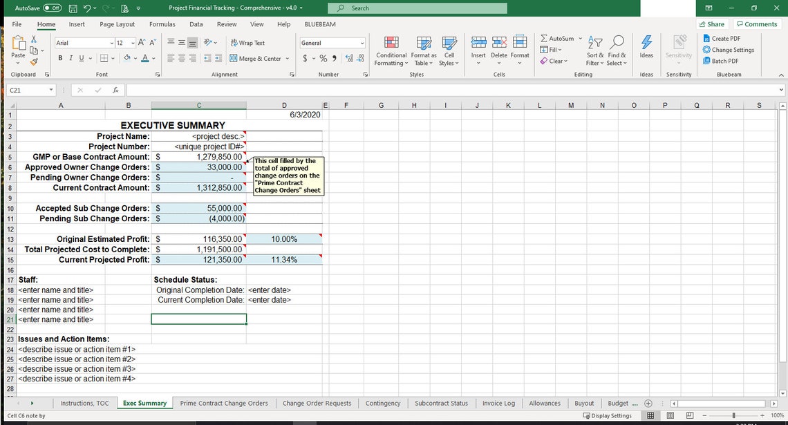 Multiple Construction and Real Estate Spreadsheet Templates - Etsy