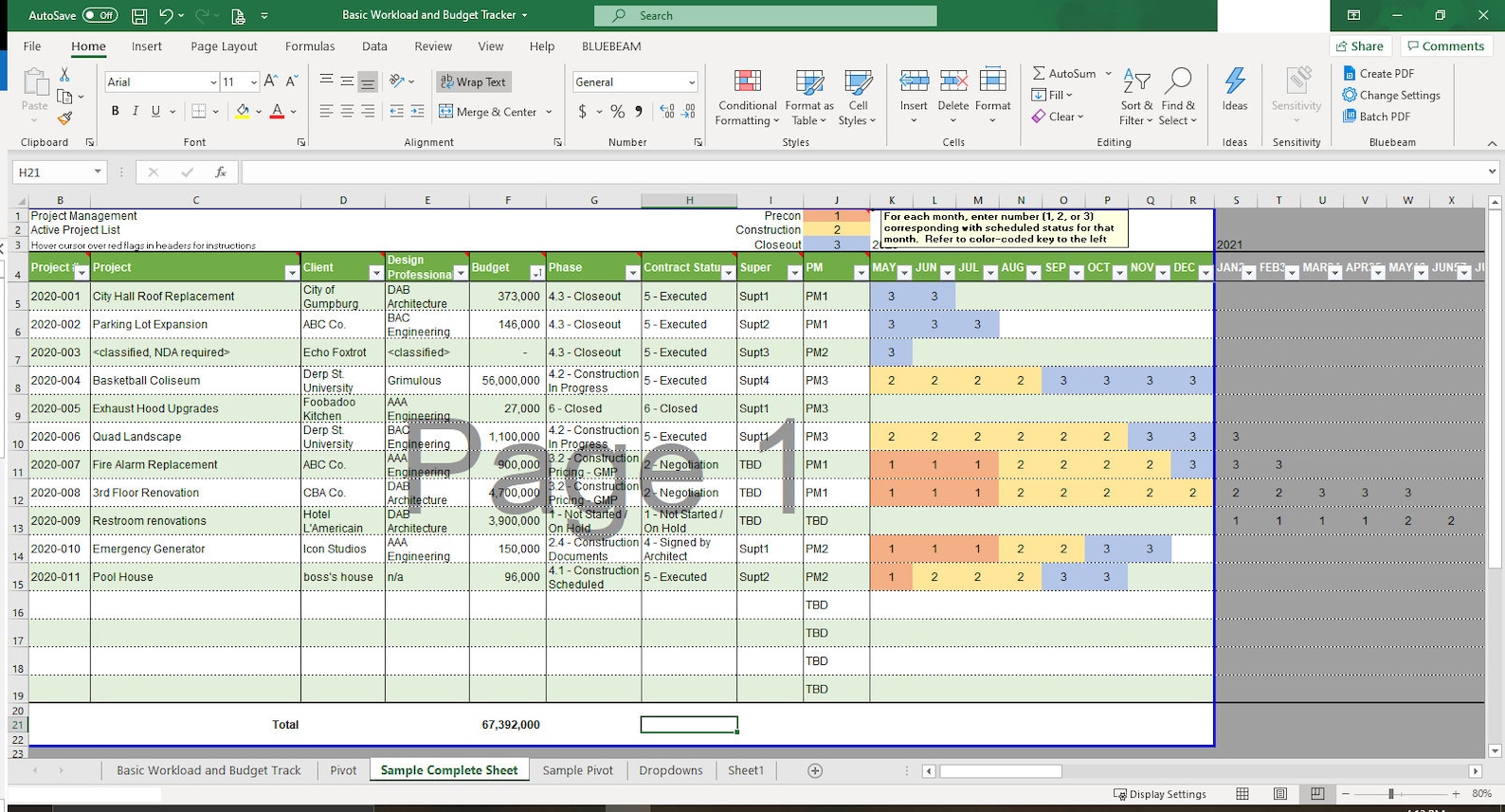 Construction Project Basic Workload and Budget Tracking Sheet - Etsy