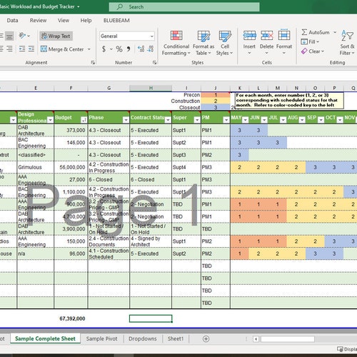 Construction Project Basic Workload and Budget Tracking Sheet | Etsy