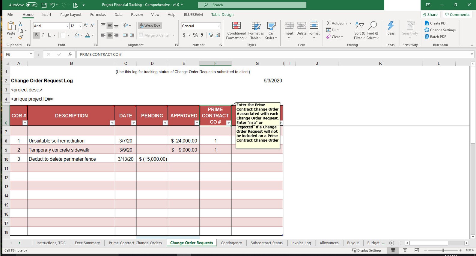 Construction Project Financial Tracking Template - Etsy