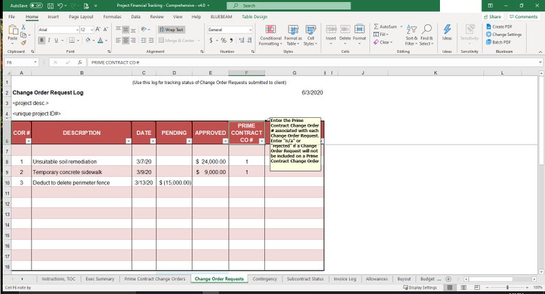 Construction Project Financial Tracking Template - Etsy