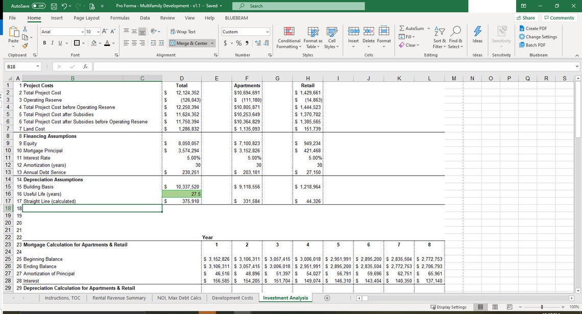 Real Estate Pro Forma for Multi-family Development - Etsy