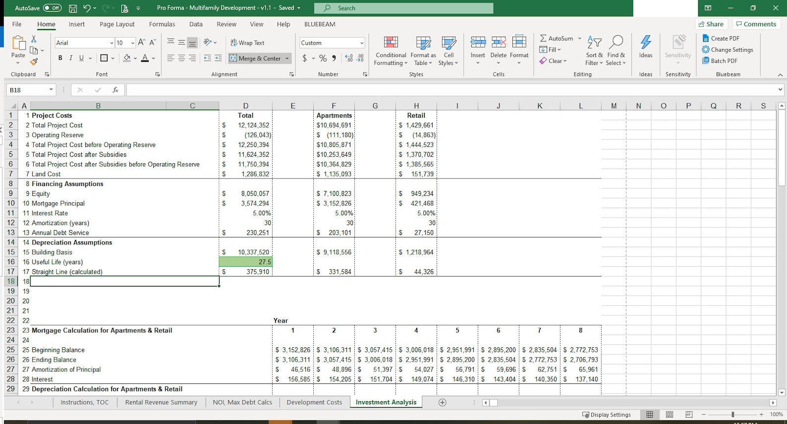 Real Estate Pro Forma for Multi-family Development - Etsy