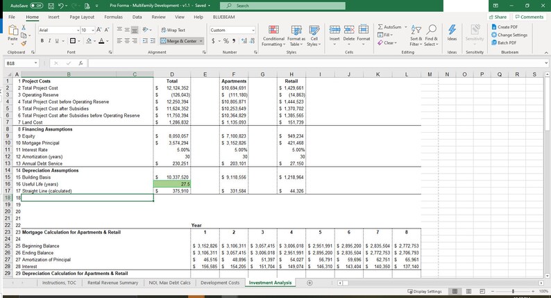 Real Estate Pro Forma for Multi-family Development - Etsy