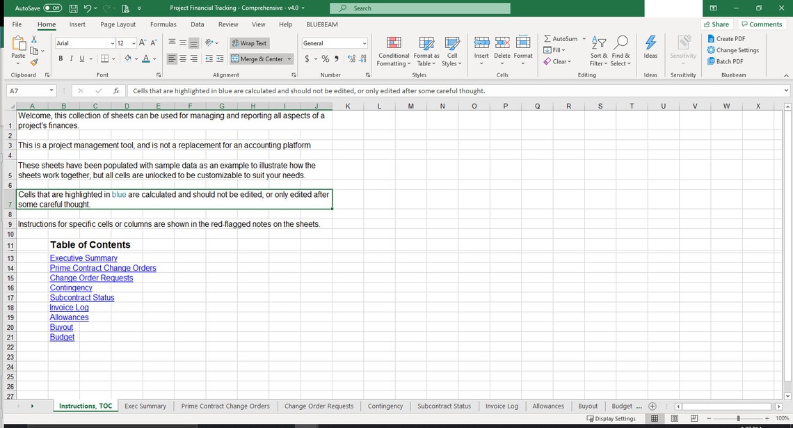 Construction Project Financial Tracking Template - Etsy