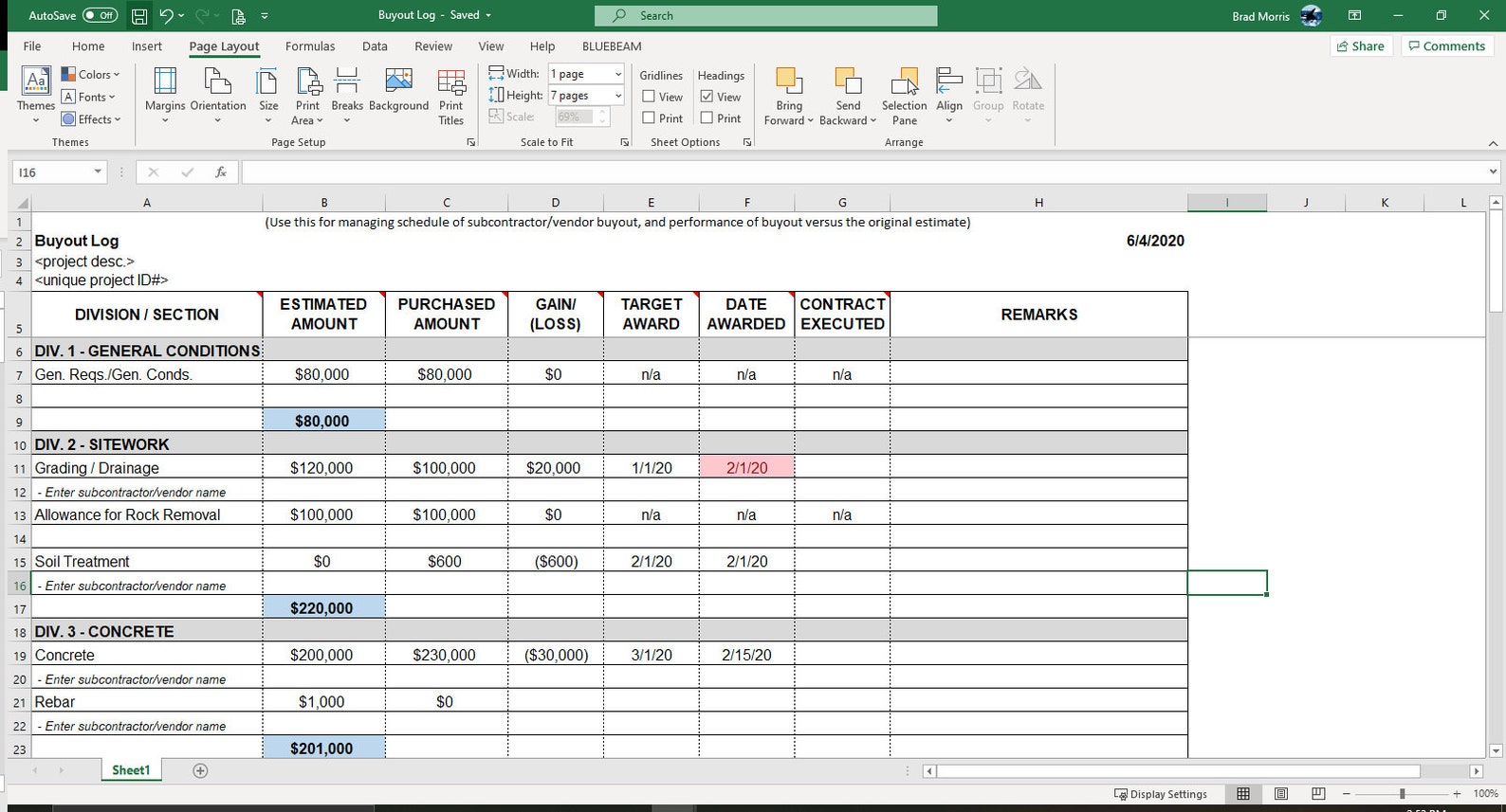 Multiple Construction and Real Estate Spreadsheet Templates - Etsy