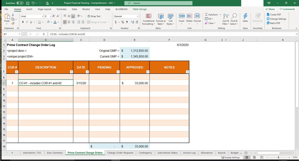 Construction Project Financial Tracking Template - Etsy