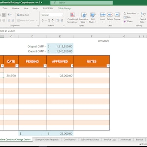 Construction Project Financial Tracking Template - Etsy