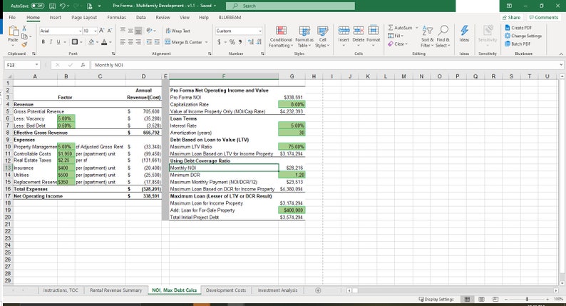 Real Estate Pro Forma for Multi-family Development - Etsy
