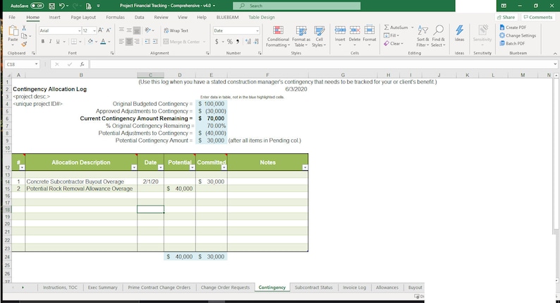 Construction Project Financial Tracking Template - Etsy