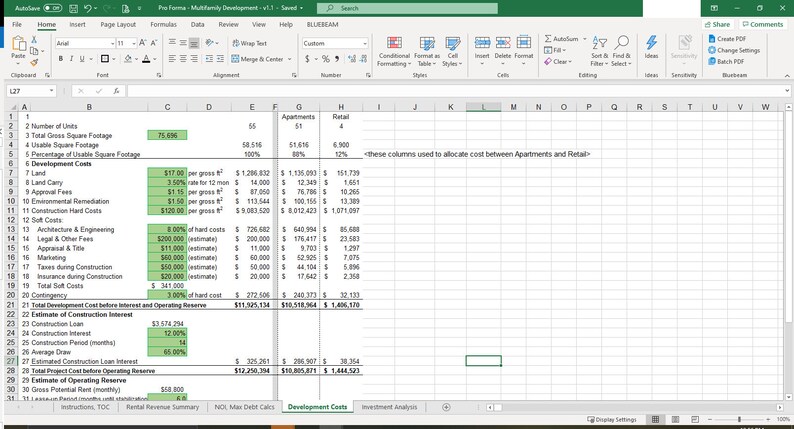Real Estate Pro Forma for Multi-family Development - Etsy