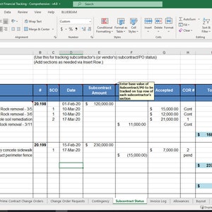 Construction Project Financial Tracking Template - Etsy