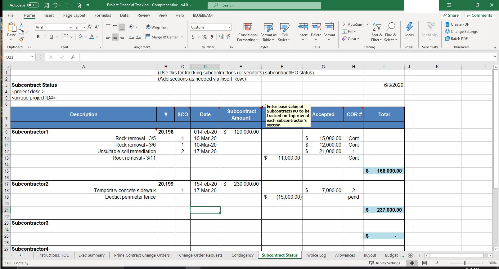 Construction Project Financial Tracking Template - Etsy