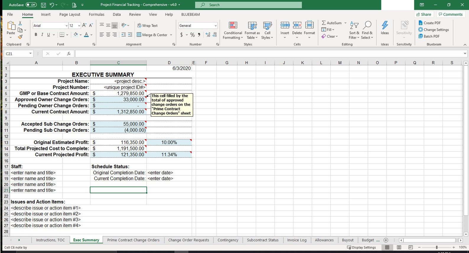 Construction Project Financial Tracking Template - Etsy