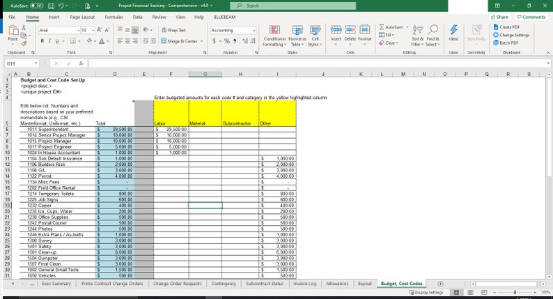Construction Project Financial Tracking Template - Etsy