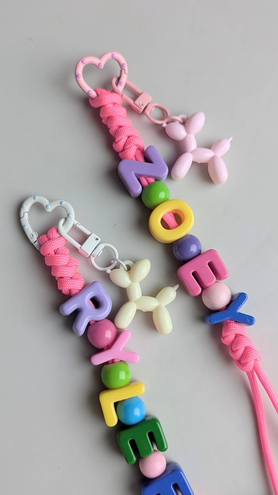 Personalized Name Beads Chunky Keychain Paracord With Charms Playful ...