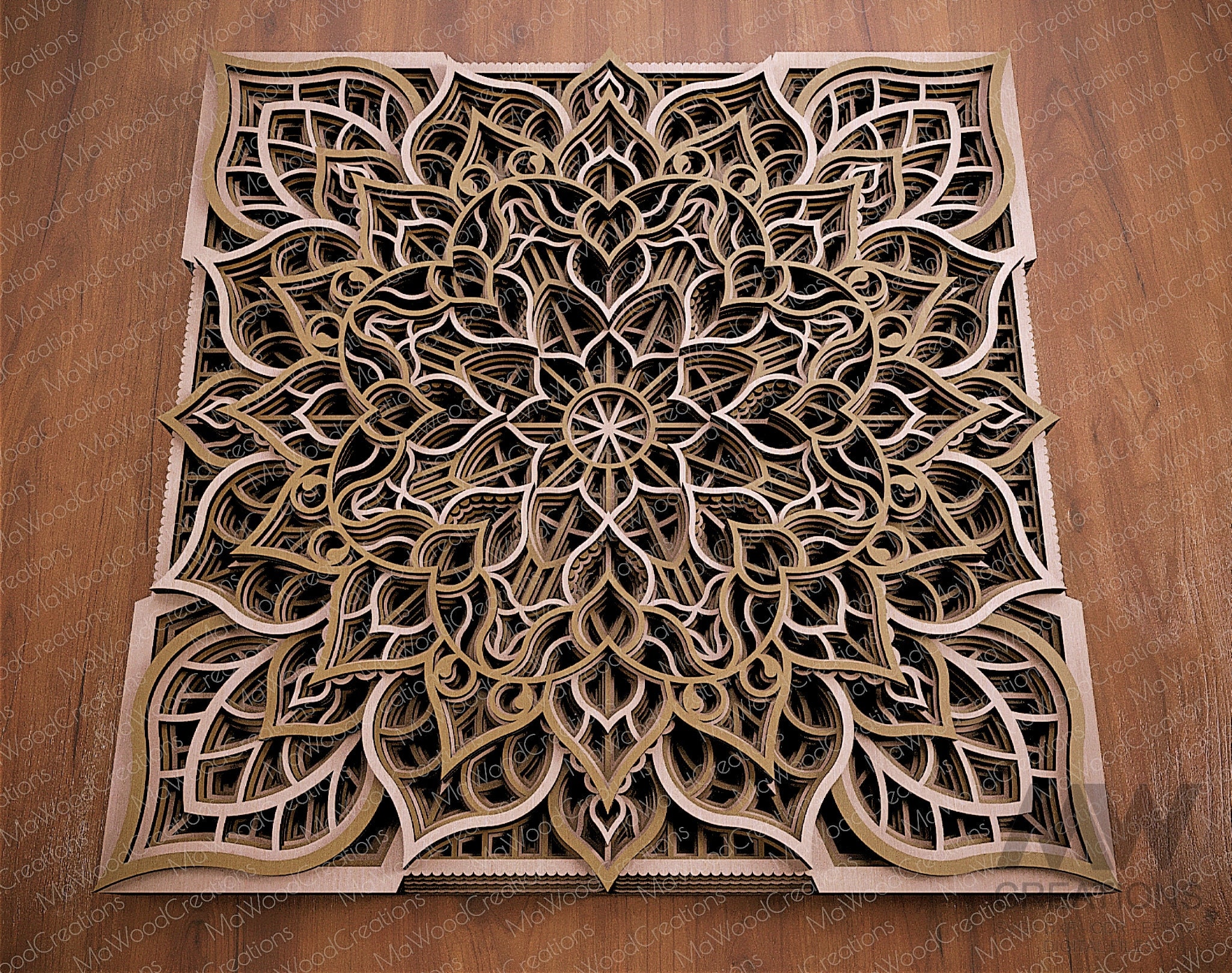 Laser Cut Flower Mandala SVG DXF, 3D Layer Mandala SVG, Multi Layer ...