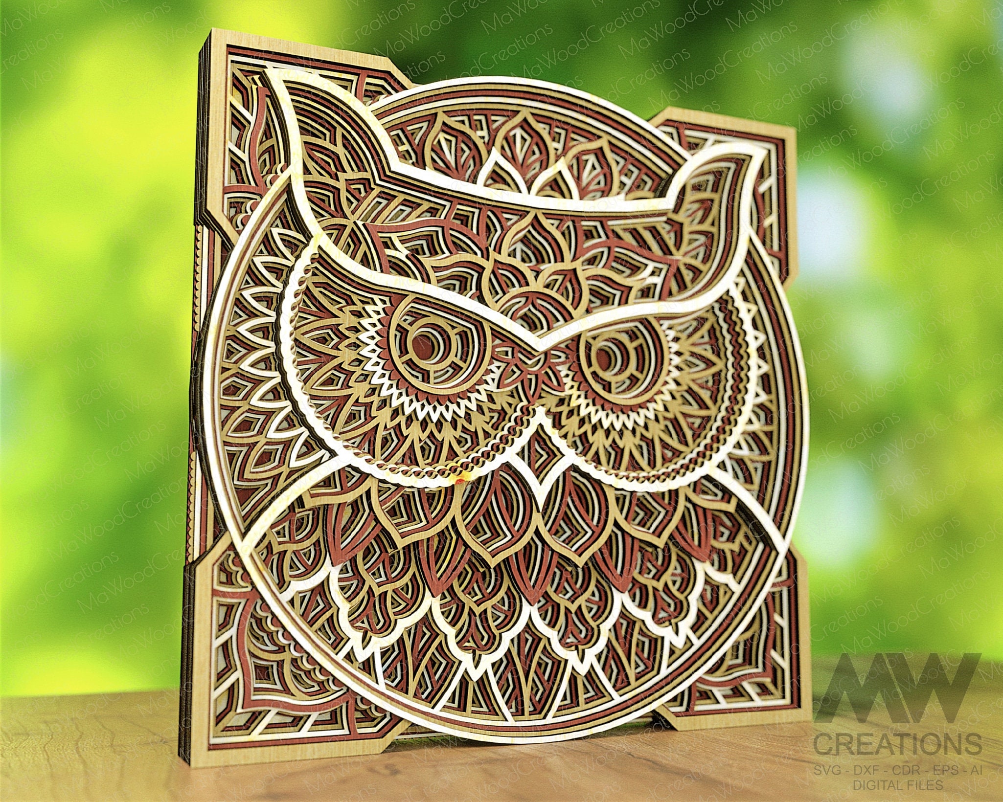 Multi Layer Owl Mandala SVG Dxf, Layered Owl Mandala Layered Svg ...