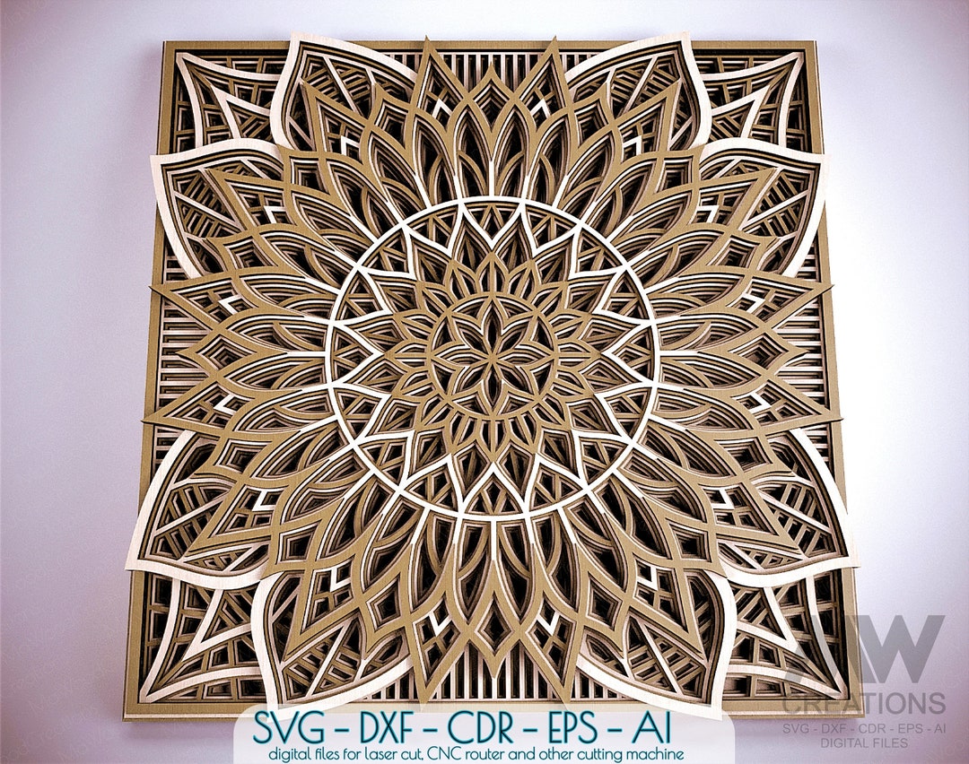 Laser Cut Mandala SVG Dxf, 3d SVG Multi-layer Mandala, Cricut Mandala ...