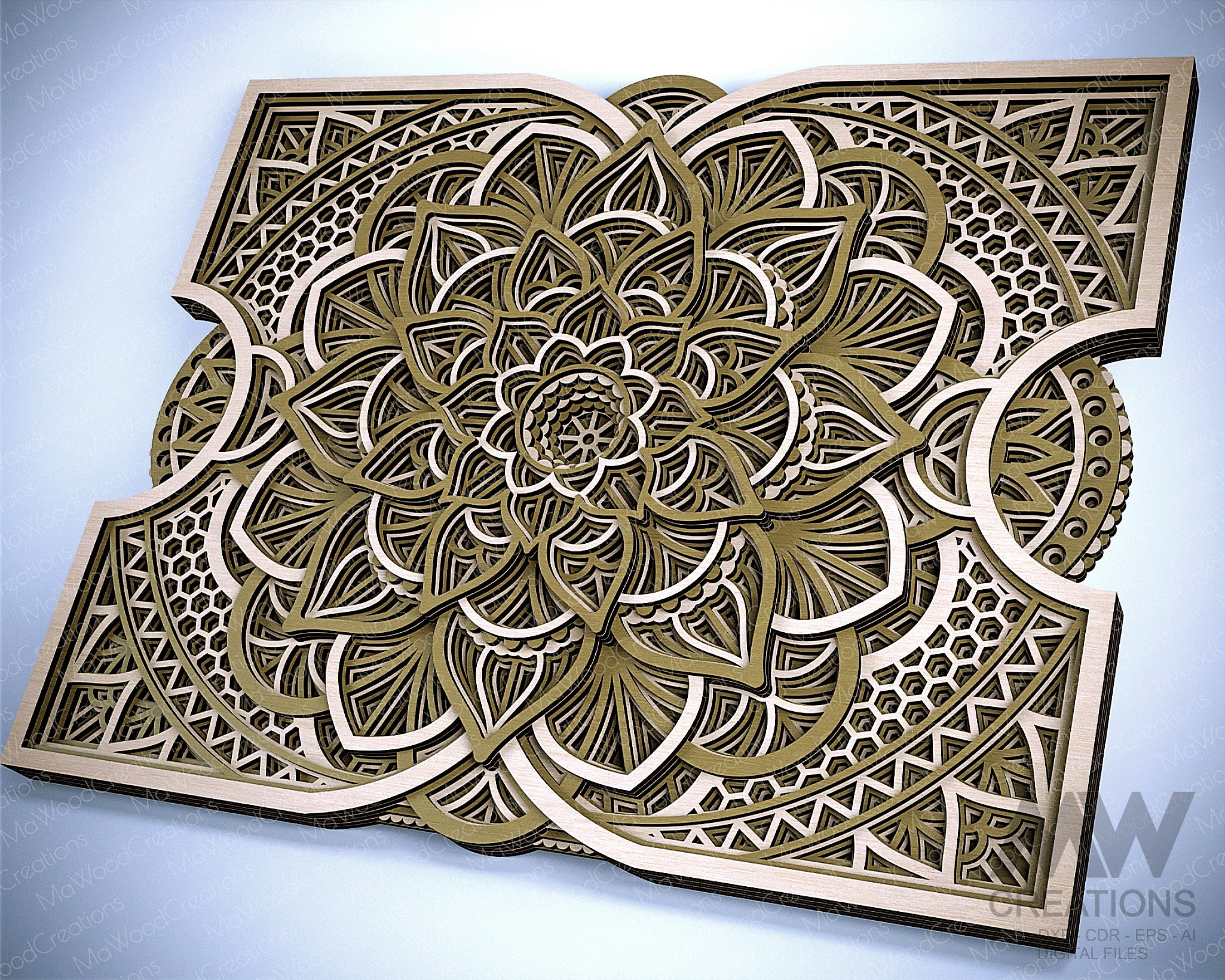 3d SVG Mandala Laser Cut Mandala SVG Dxf Rectangular Mandala - Etsy