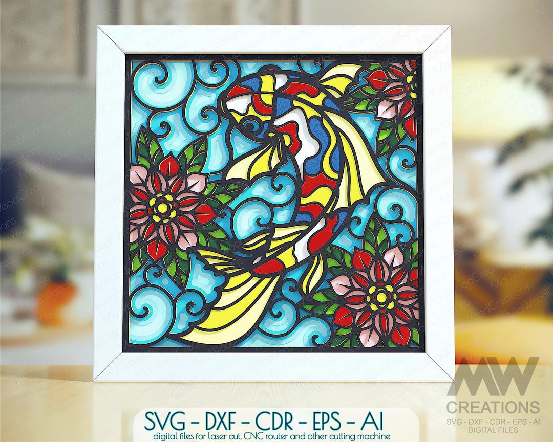 Layered Fish SVG, Koi Fish Mandala Paper Cutting Template, Japanese Koi ...