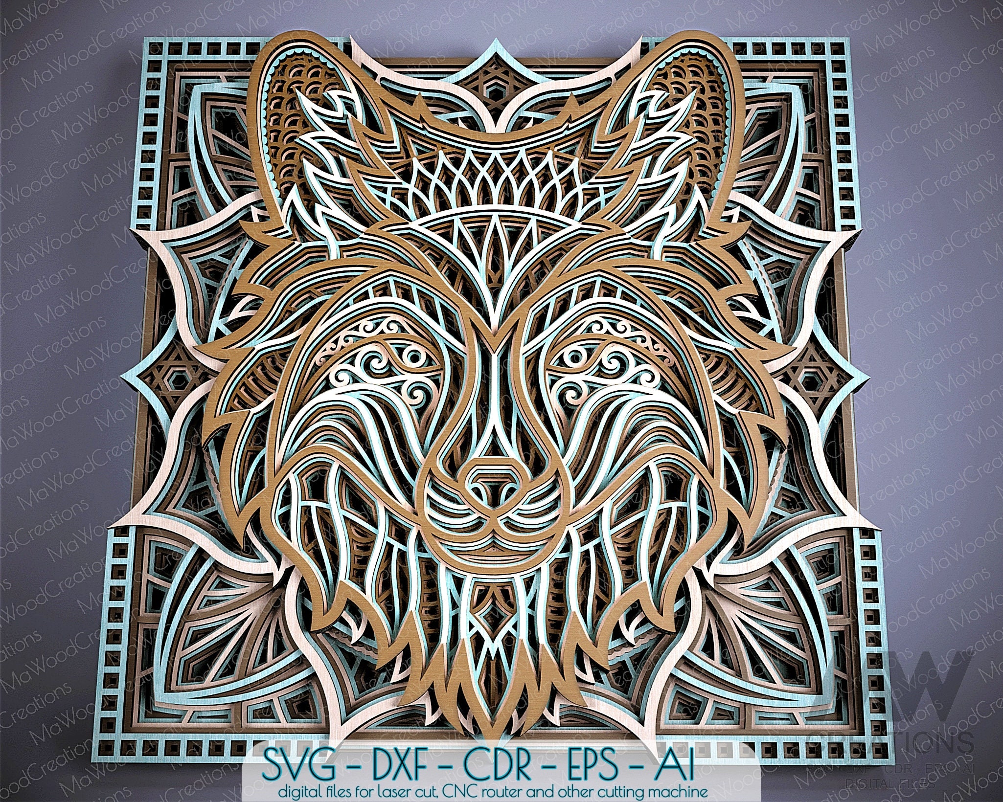 Fox Mandala Laser Cut SVG Dxf 3D SVG Fox Layered Fox Head - Etsy