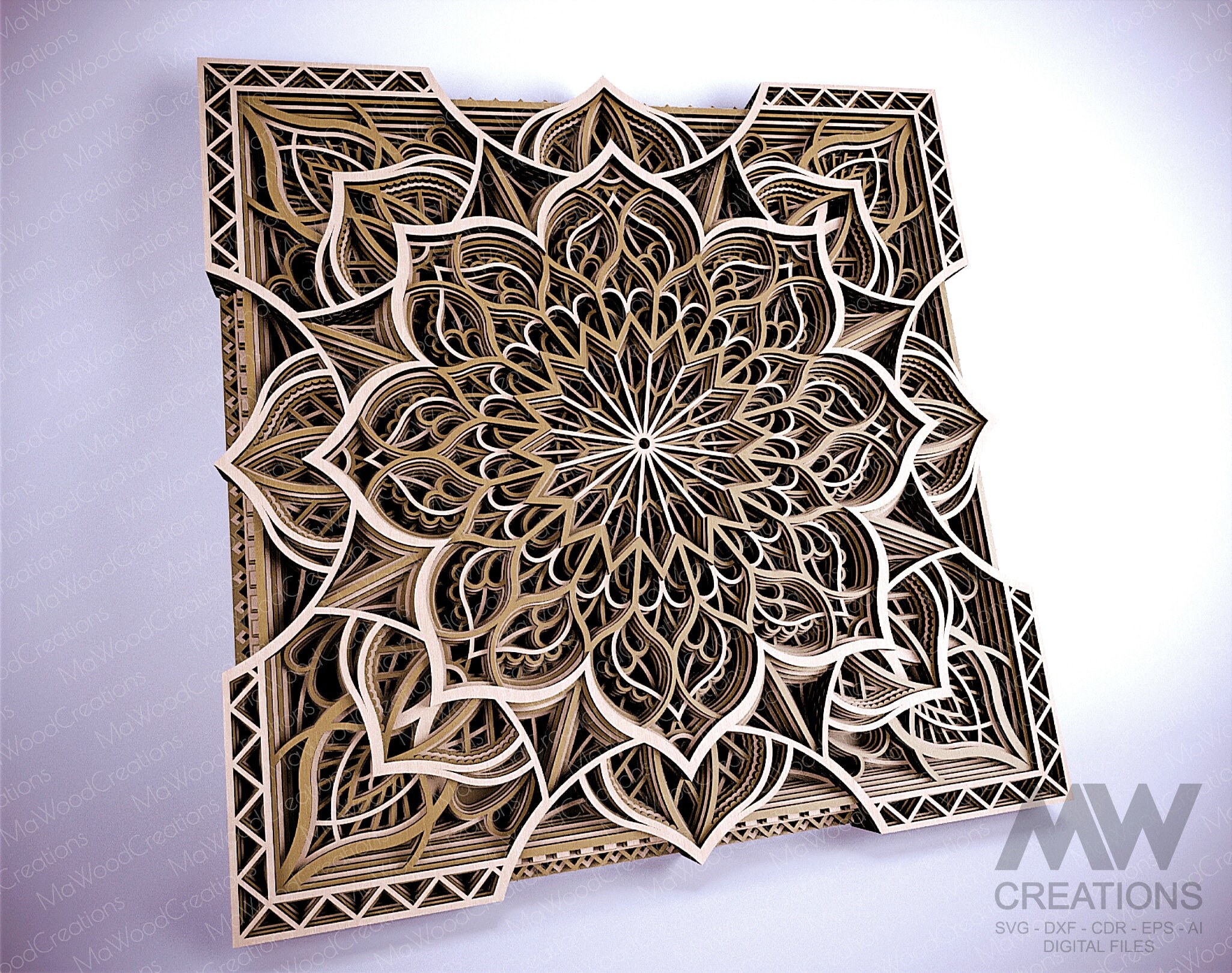 3d SVG Mandala Laser Cut Mandala SVG Dxf Square Mandala SVG - Etsy