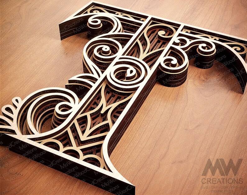 Layered Letter T Layered Letters SVG Multi Layer Letters - Etsy