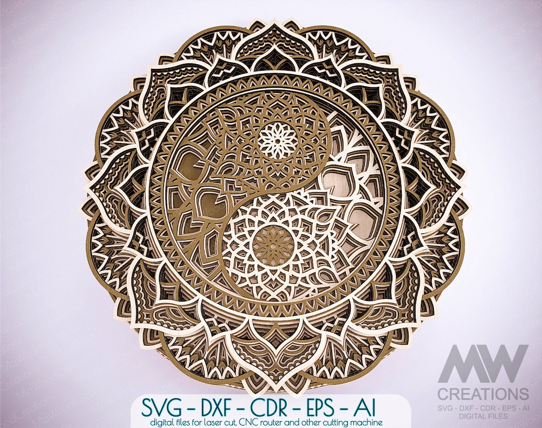 Yin Yang Mandala SVG Dxf, Yin-yang Mandala Laser Cut, Cnc Laser Yin ...