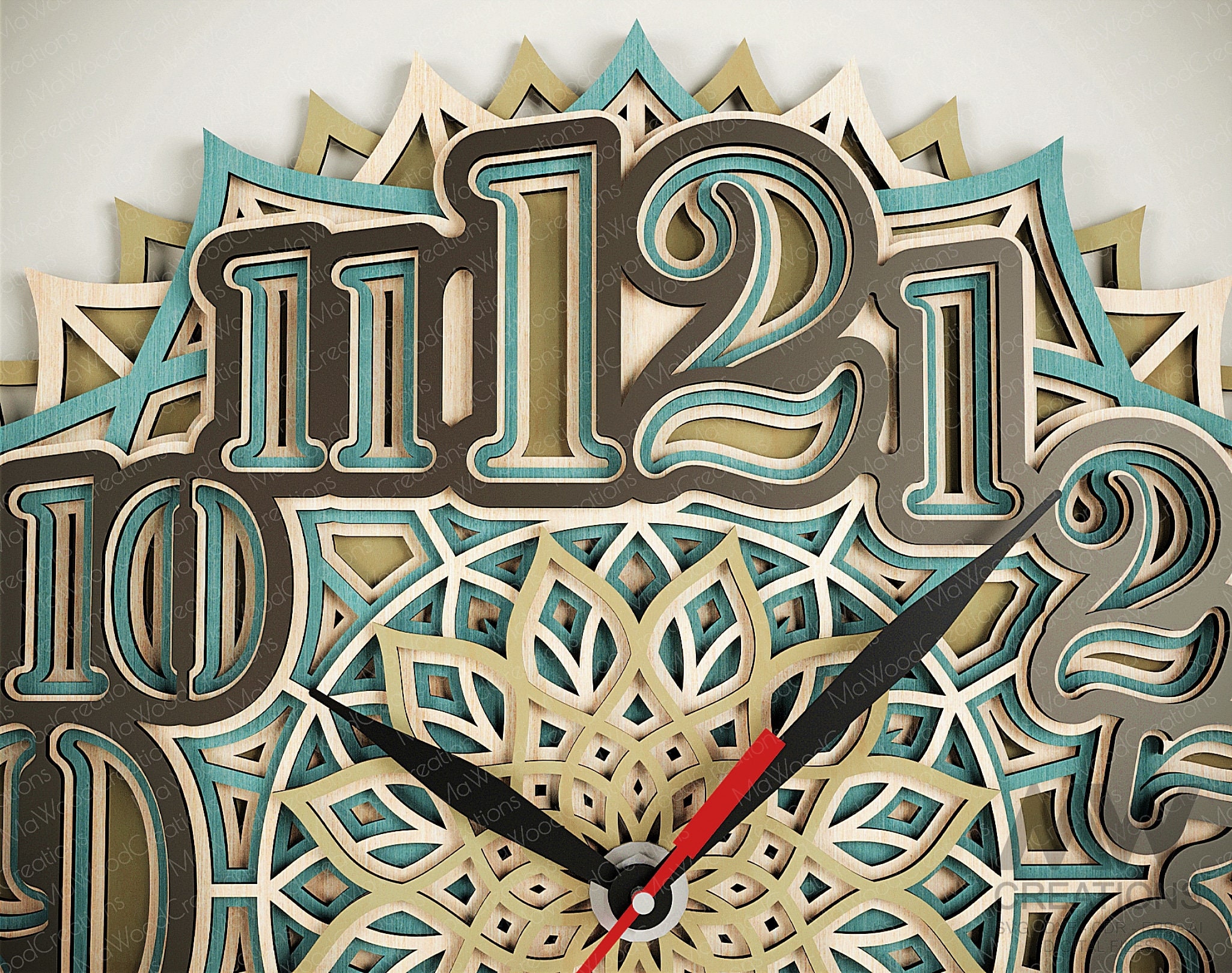 6 Layer Clock Svg, Mandala Clock SVG Dxf, Laser Cut Clock, Flower ...