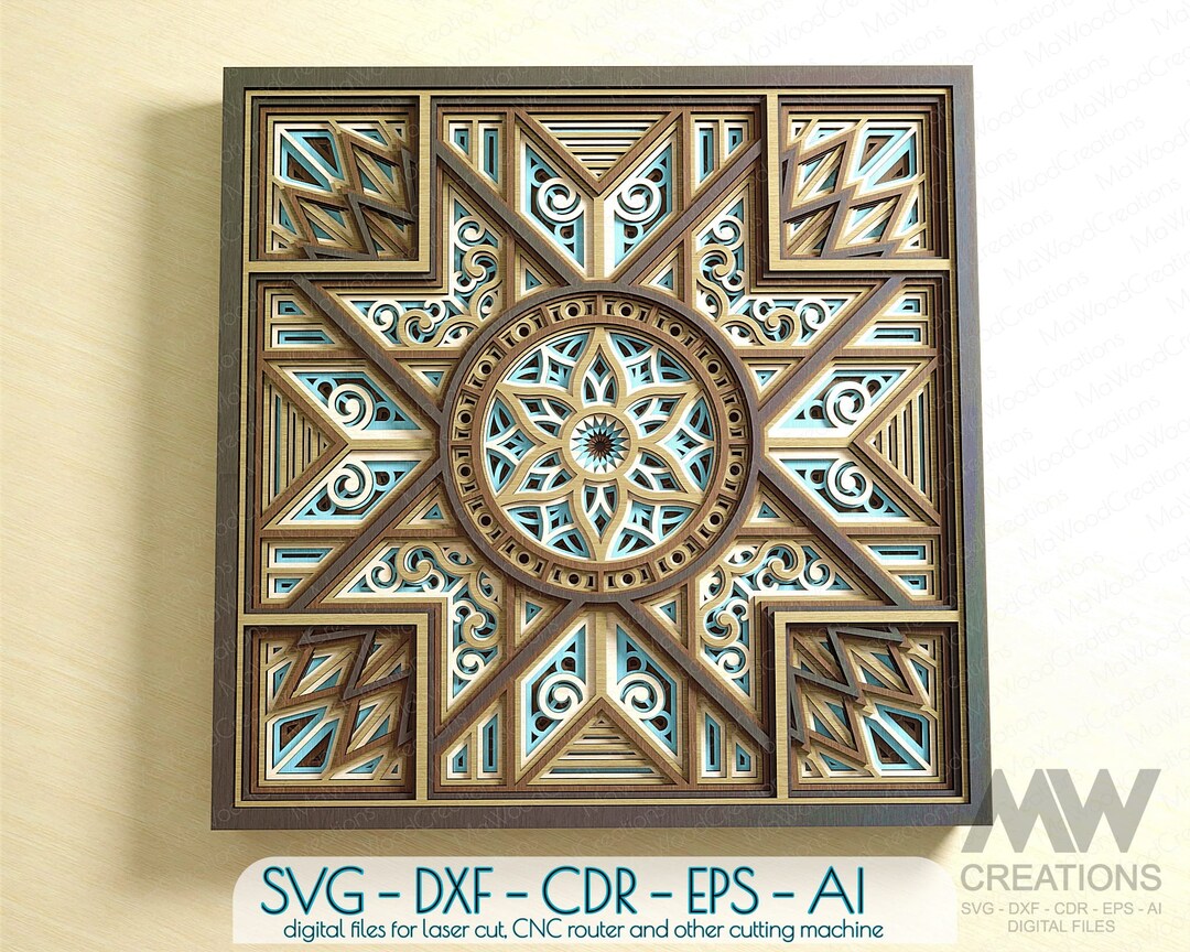 Laser Cut Layer Mandala Svg Dxf Cutting Files, Geometric Mandala Design ...