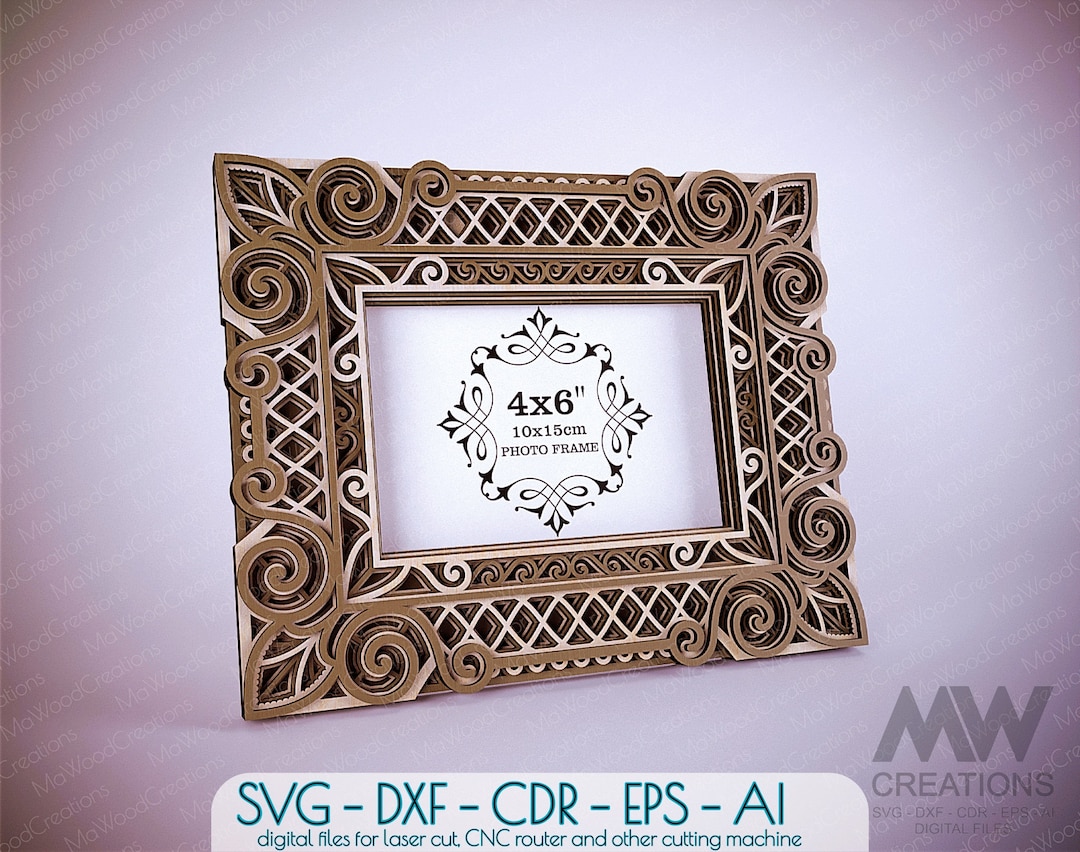 Laser Cut Frame Svg Dxf, Multi-layer Frame, 4x6 Picture Frame Svg ...