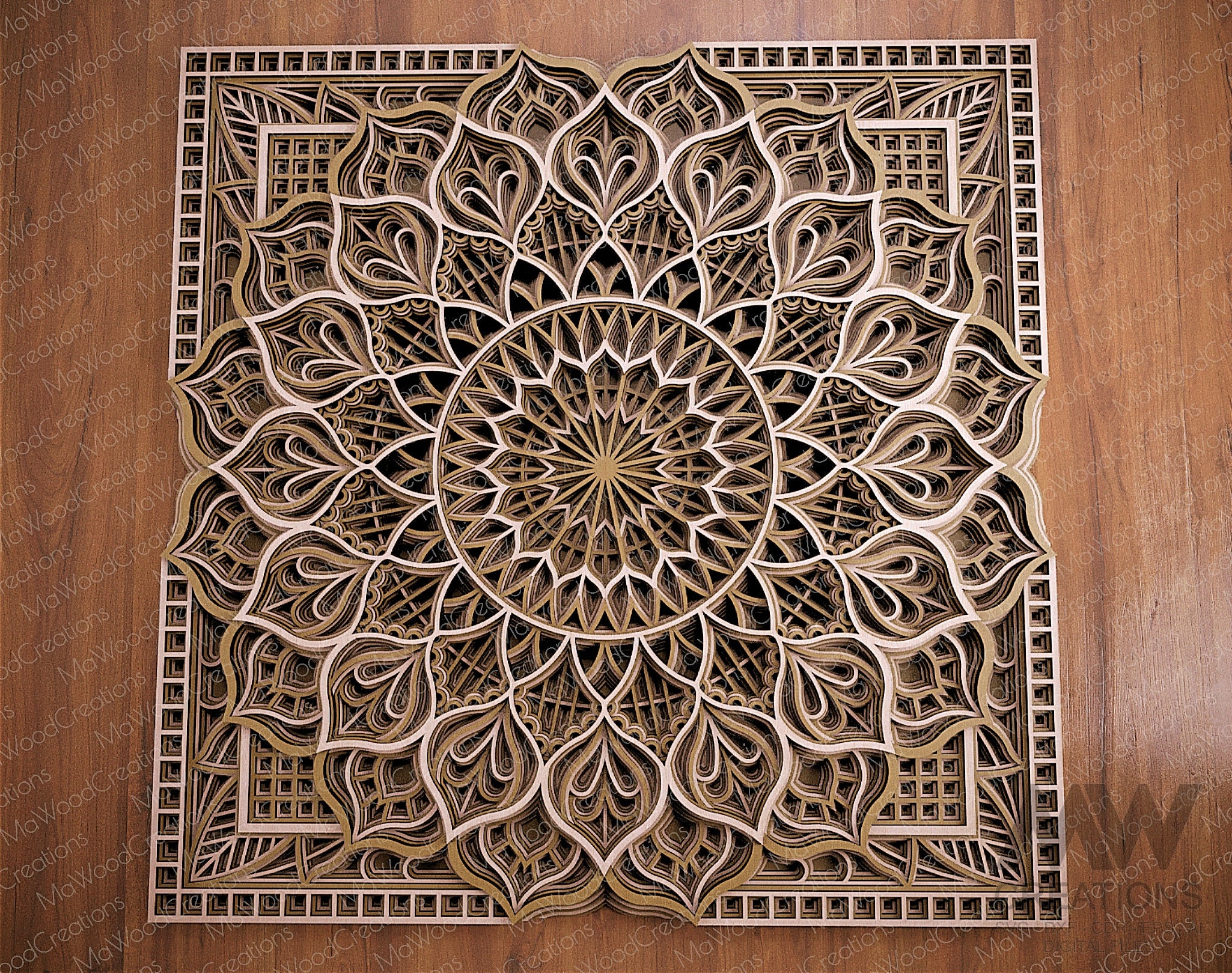 3D Layer Mandala SVG Laser Cut Multi Layer Mandala DXF - Etsy