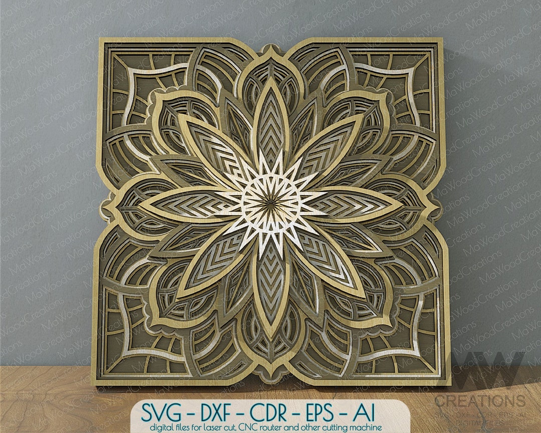 Layered Flower Mandala SVG File, 3D Layer Mandala SVG, Mandala Laser ...