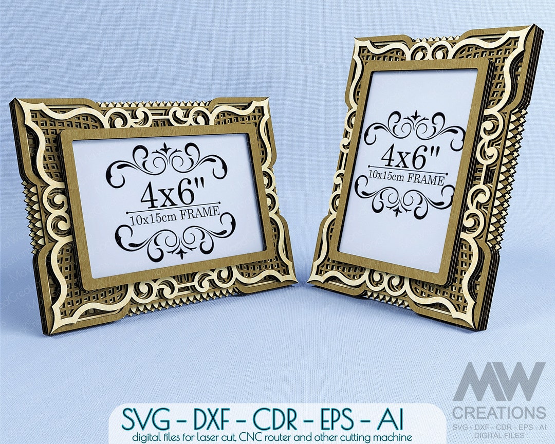 Multilayer Photo Frame, Laser Cut Photo Frame DXF, 4x6 Picture Frame ...