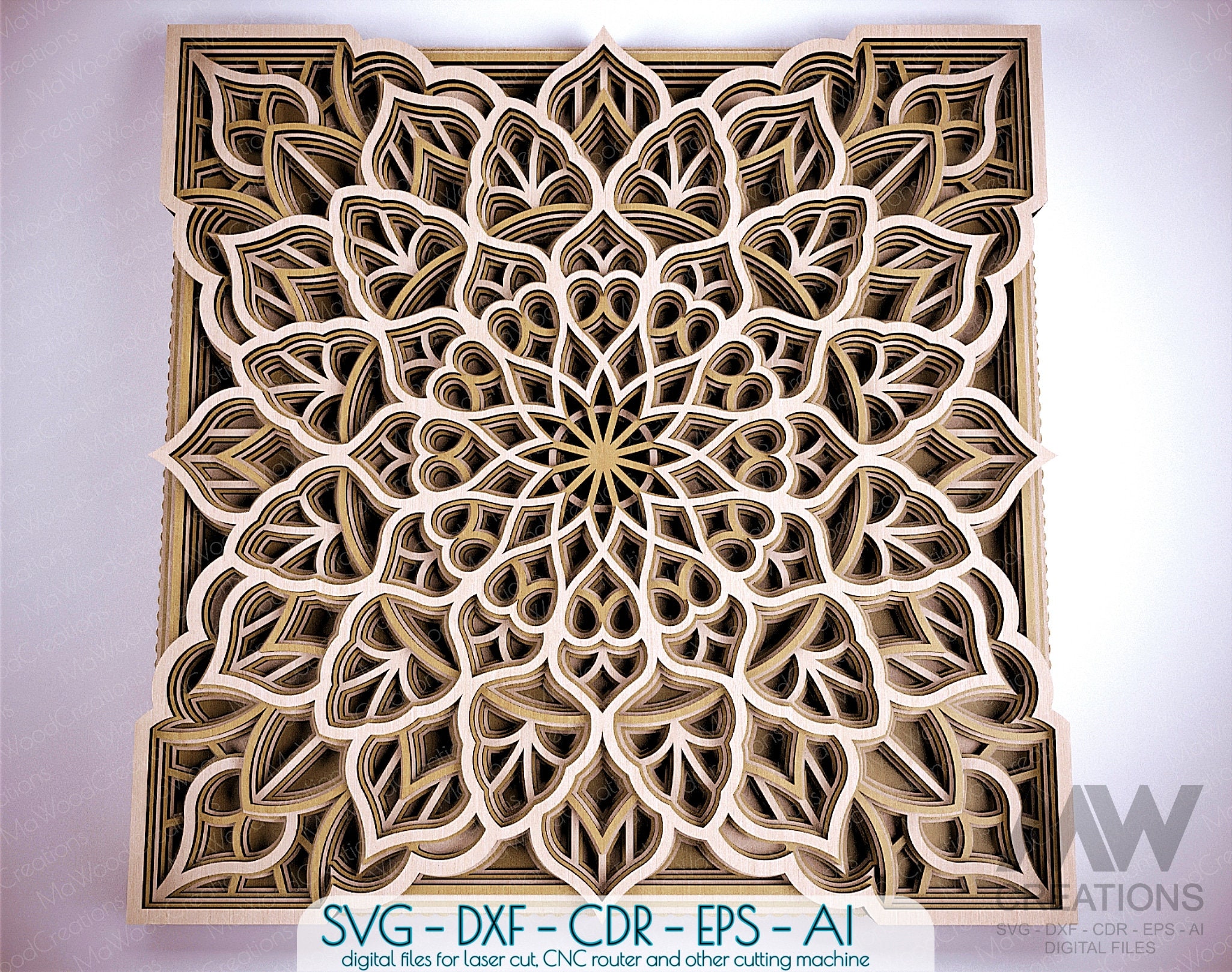 Laser Cut Mandala SVG Dxf Mandala SVG Cutting File - Etsy