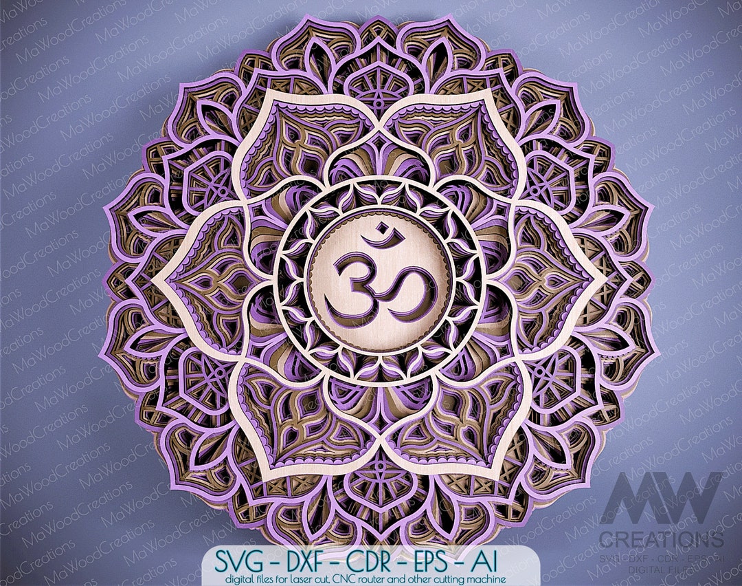 Crown Chakra Mandala SVG DXF, Sahasrara Mandala, 3D Layered Mandala Svg ...