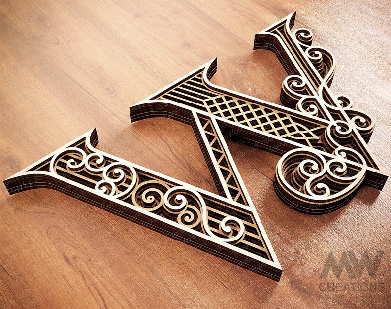 Layered Letter W Layered Letters SVG Multi Layer Letters - Etsy