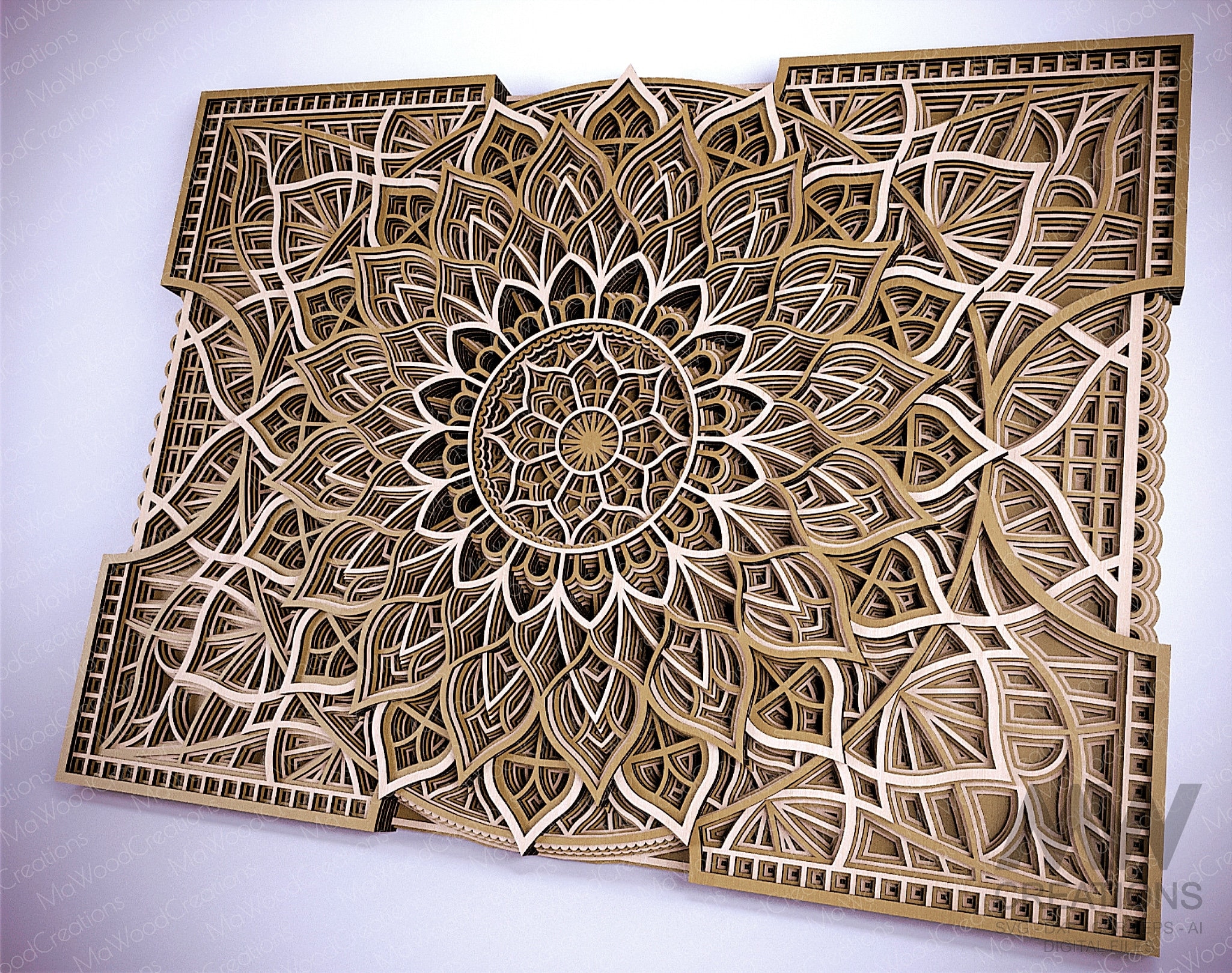 Rectangular Mandala SVG Dxf Flower SVG Mandala 3d SVG - Etsy Canada